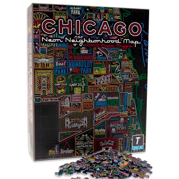 CHICAGO MEMORABILIA | Toys | Chicago Memorabilia Neon Neighborhood Map ...